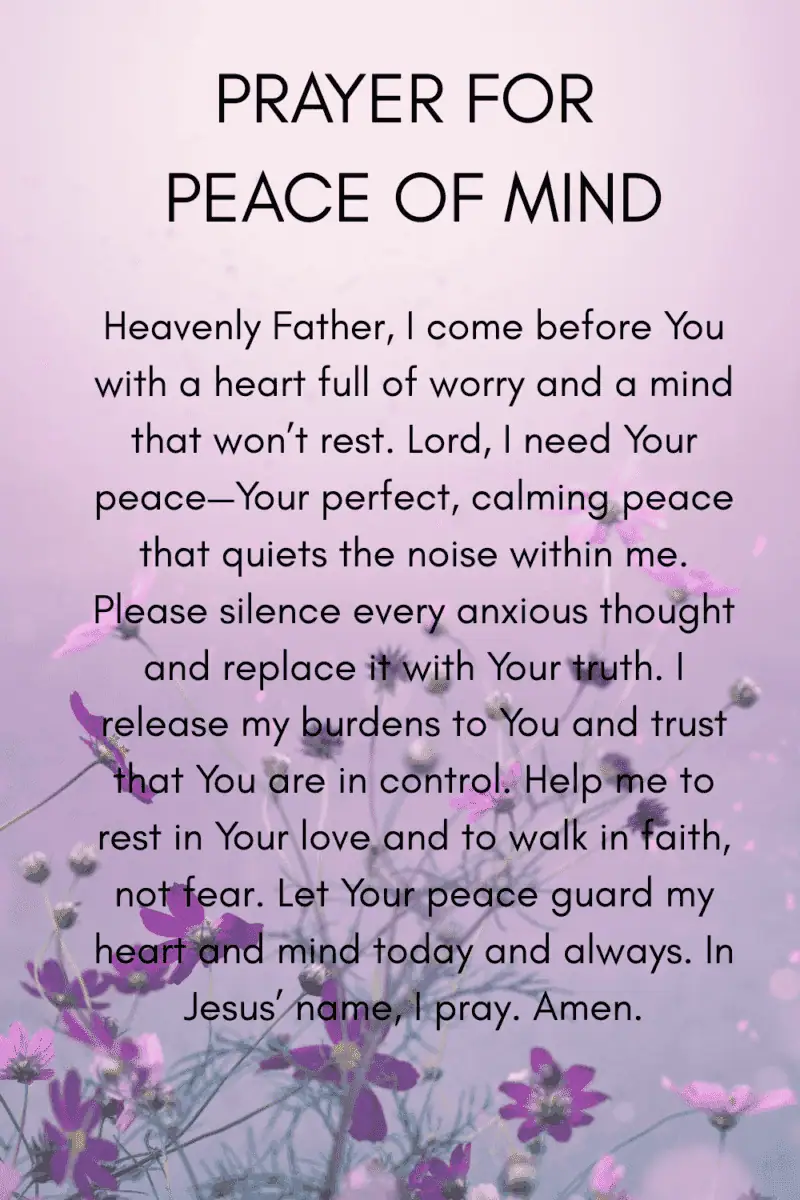 50 Powerful Prayers For Peace Of Mind - daily biblical prayers